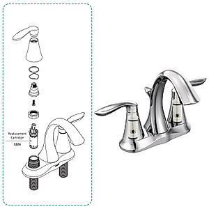 1224 1224B Faucet Cartridge Replacement Kit For Most Double Handle Moen Faucets and Tub/Showers Repair Kit,Replacement Compatible with Moen Two Handle Faucets