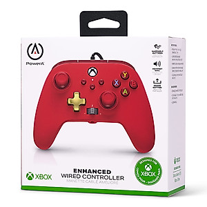 PowerA Enhanced Wired Controller for Xbox Series X|S - Red, Detachable 10ft USB Cable, Mappable Buttons and Rumble Motors, Officially Licensed for Xbox