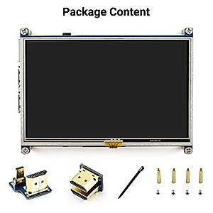 Waveshare 5 Inch HDMI LCD 800X480 High Resolution for Raspberry Pi 2 Model B/Raspberry Pi Model B/B/A/Raspberry Pi 3 Model B/3 B+