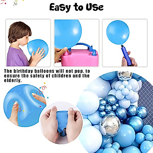 LovesTown Light Blue Balloons Arch Kit, 150PCS Latex Different Sizes 18 12 10 5 Inches Balloons with Ribbon for Baby Shower Birthday Party Bridal Graduation Festive Decorations