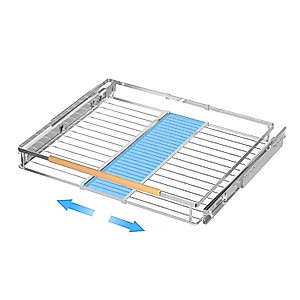 Redrubbit Expandable Pull Out Drawers Cabinet Shelf Organizer, Heavy Steel Metal Wire Slide Out Kitchen Pantry Organizer Storage Shelf, Adjustable Width 16.3~26.3"x17.3" D