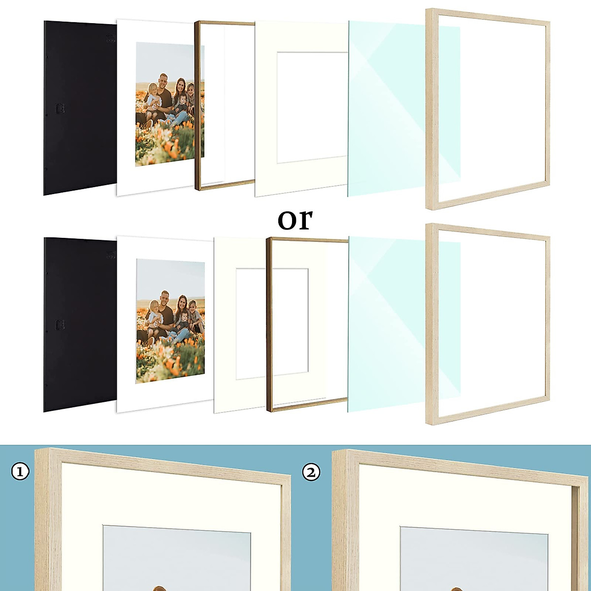 Golden State Art, 16x20 Picture Frame - 11x14 Photos with Ivory Mat or 16x20 Pictures Without Mat - Real Glass, Wall Display for Poster, Picture, Portraits, Artwork - Set of 3, Beige