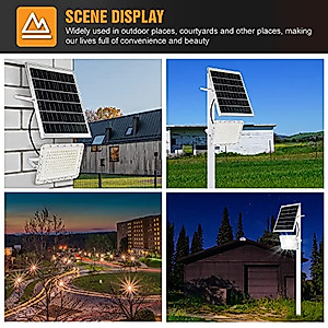 300W LED Solar Flood Lights,24000Lumens Street Flood Light Outdoor IP67 Waterproof with Remote Control Security Lighting for Yard, Garden, Gutter, Swimming Pool, Pathway, Basketball Court, Arena