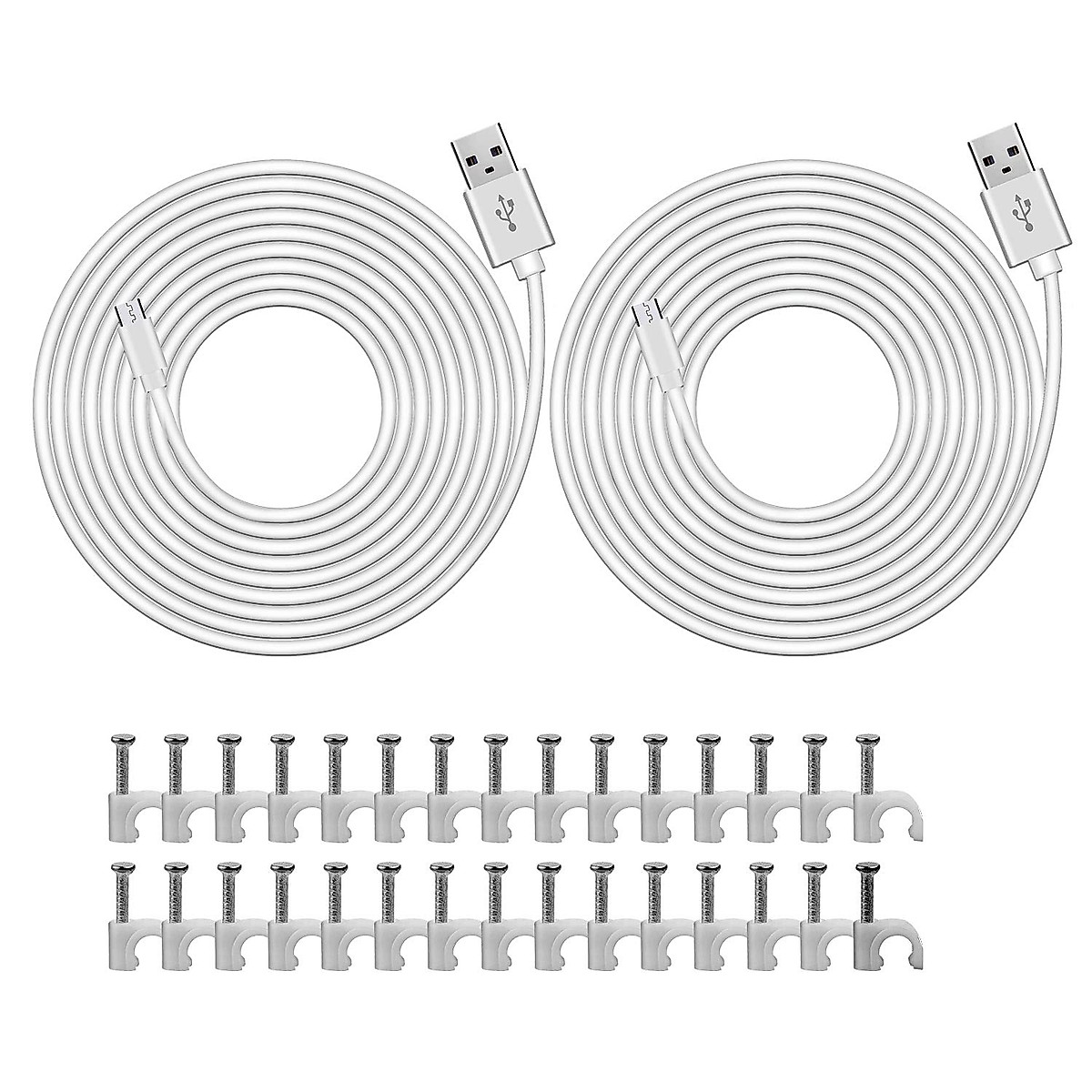 Onite 2-Pack Extended Reach Charging Cables (20FT) for Wyze Cam, Blink Mini, KasaCam, SimpliSafe, Eufy, YI - Security Camera Power Cord (Not for Wyze Pan v3)