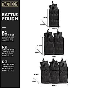 Tacticon R1 BattlePouch | Single Rifle Mag Pouch | Combat Veteran Owned Company | Molle Single Double Triple Rifle Magazine Holster for Ammo | Tactical Bag Accessories Holder (Black, 1 Rifle Mag)…