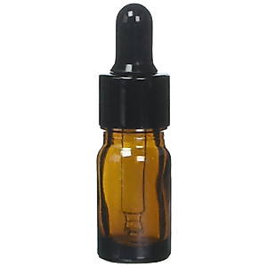 5ml 12pcs Amber Glass Essential Oil Bottles and Eyed Dropper Caps (Black)