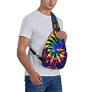 ZREXUO Rainbow Tie Dye Chest Bags Crossbody Sling Backpack Travel Hiking Daypack Crossbody Shoulder Bag For Women Men