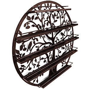 Sorbus® Wall Mounted 5 Tier Nail Polish Rack Holder - Tree Silhouette Round Metal Salon Wall Art Display (Bronze)