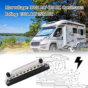 Power Distribution Terminal Studs Block: Battery Bus Bar with Cover and M6 Terminal Studs Black Red Battery Terminal Distribution Block for Caravan Car Boat Marine