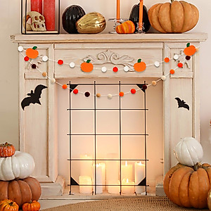 Tatuo 4 Pieces Thanksgiving Halloween Felt Garland Set Fall Pom Pom Garland Christmas Felt Ball Garlands Pumpkin Garland Thanksgiving Wool Felt Ball Banner for Home Fall Autumn Party Decoration