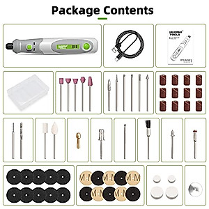 Huepar Tools Mini Cordless Rotary Tool 4V, 3-Speed Rotary Tool 5000-15000RPM with 58 Pcs Accessories, USB Charging Rotary Tool Kit for Sanding, Polishing, Drilling, Cleaning, DIY Crafts-RT4 Basic
