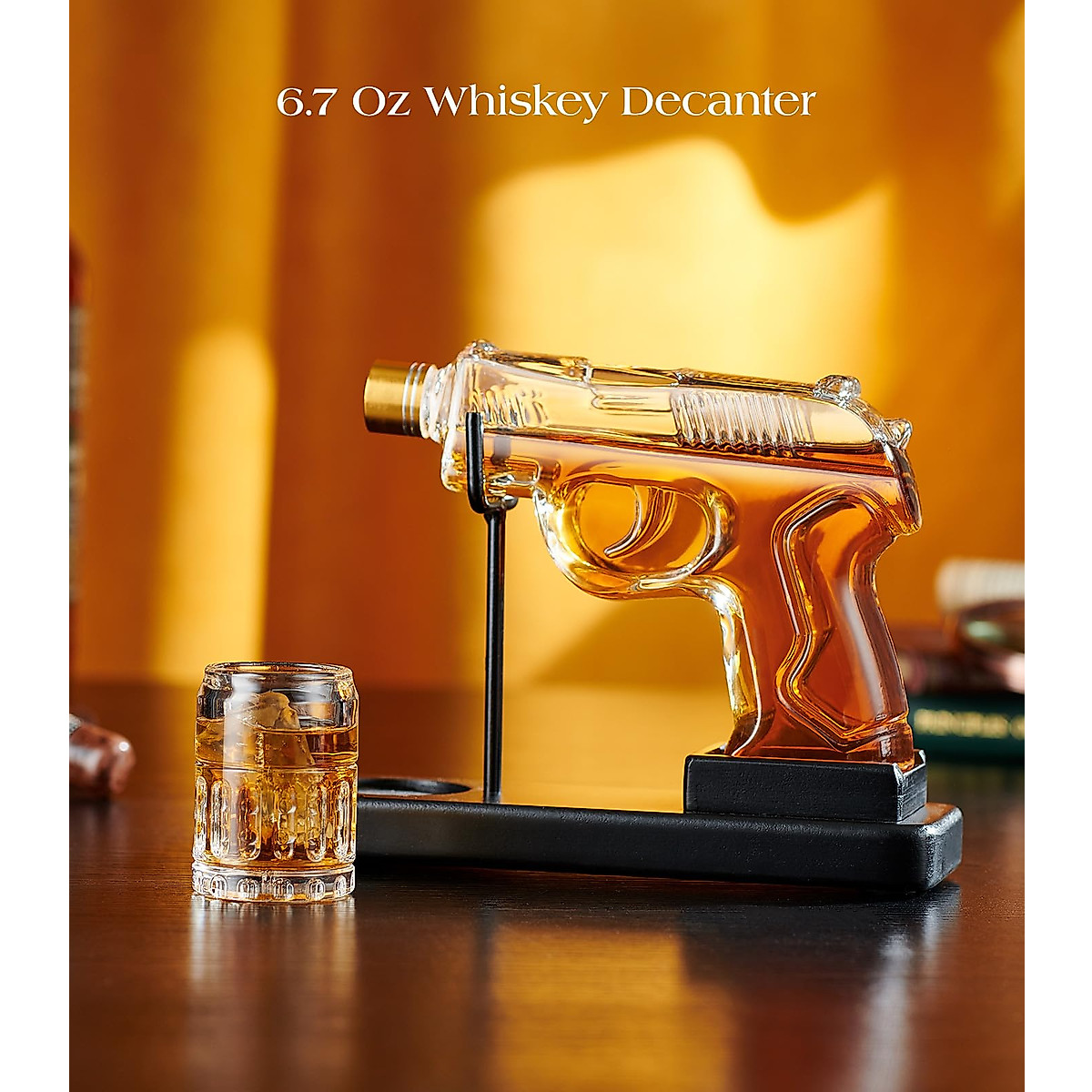 Birthday Gifts for Men Dad, Kollea Gun Whiskey Decanter Sets for Men - Shot Glass, Funny Christmas Gift Ideas for Him Boyfriend Brother, Liquor Dispenser for Bar, Anniversary, Veteran Military Present