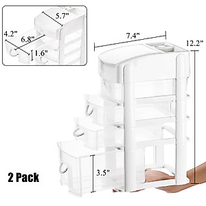 ZOOFOX 2 Pack Plastic Storage Drawers, Small 5 Drawer Desktop Storage Unit, White Frame with Clear Drawers for Small Tools, Sewing Accessories, Stationary, Hardware, Arts and Crafts
