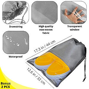 Large Underbed Storage Bags - 2 Pack Foldable Under Bed Organizer Bins with Clear Window, Zipper and Reinforced Handles for Toys, Blankets and Clothes + 2 Shoe Bags