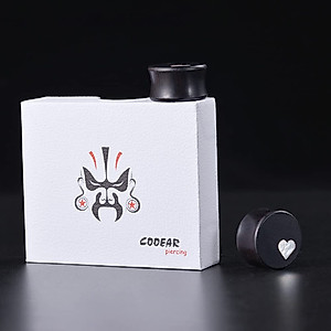 COOEAR 1 Pair Gauges For Ears Wood Saddle Plugs and Tunnels Heart Logo Earrings Expander Stretchers.