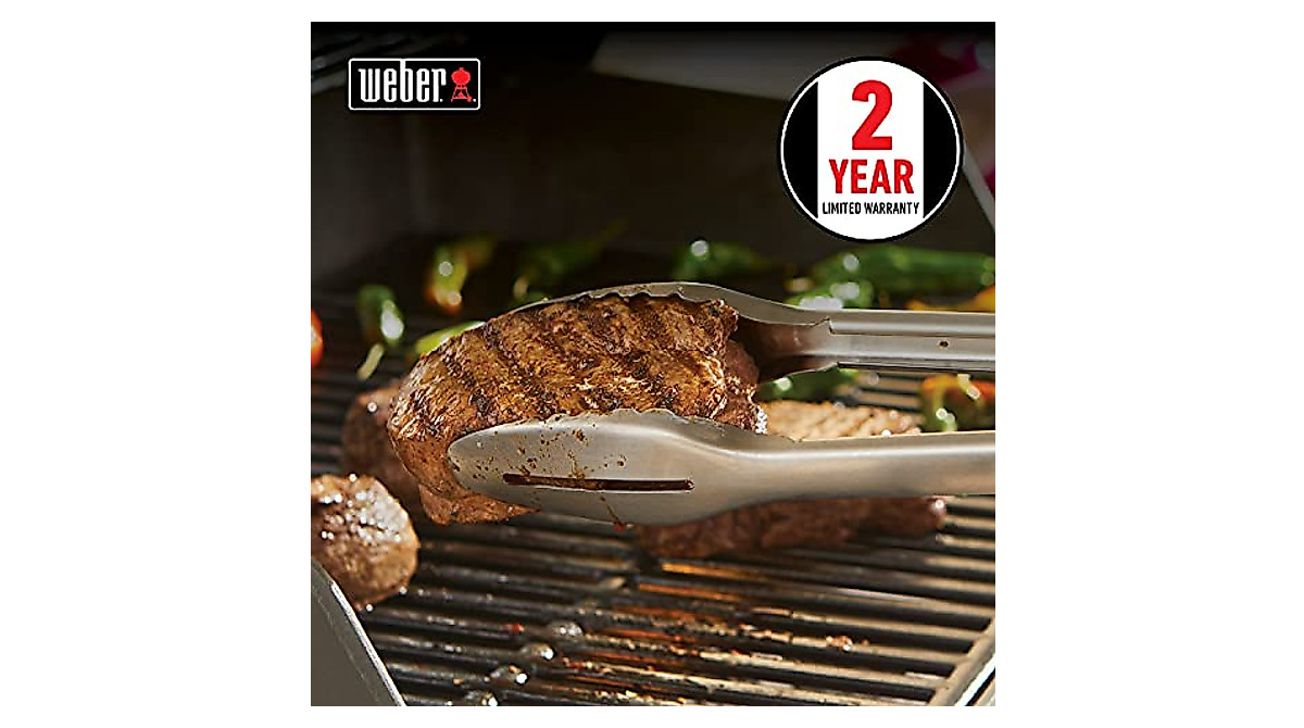 Weber Precision Grill Tongs — 18 Inch Stainless Steel for Easy Grilling