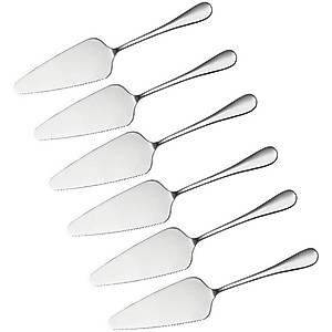 Cake Server Set Wedding Pie Cutting Set 6 Pcs Pizza Server Stainless Steel Pie Cutter with Smooth Edge and Exquisite Pattern for Pastry Dessert Pizza, Silver