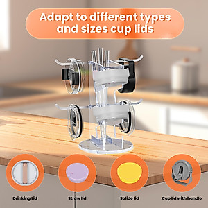 Elgood for Stanley Cup Accessories Tumbler Lid Organizer Yeti Stanley Cup Lid and Straw Holder, Space Saving for Countertop Storage and Organization