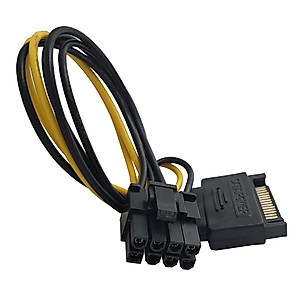 Traovien PCI Express Power Cable,15 Pin SATA Male to 8 Pin (6+2 Pin) PCI Express Female Video Card Power Adapter Cable(15CM/6inch 2Pcs)