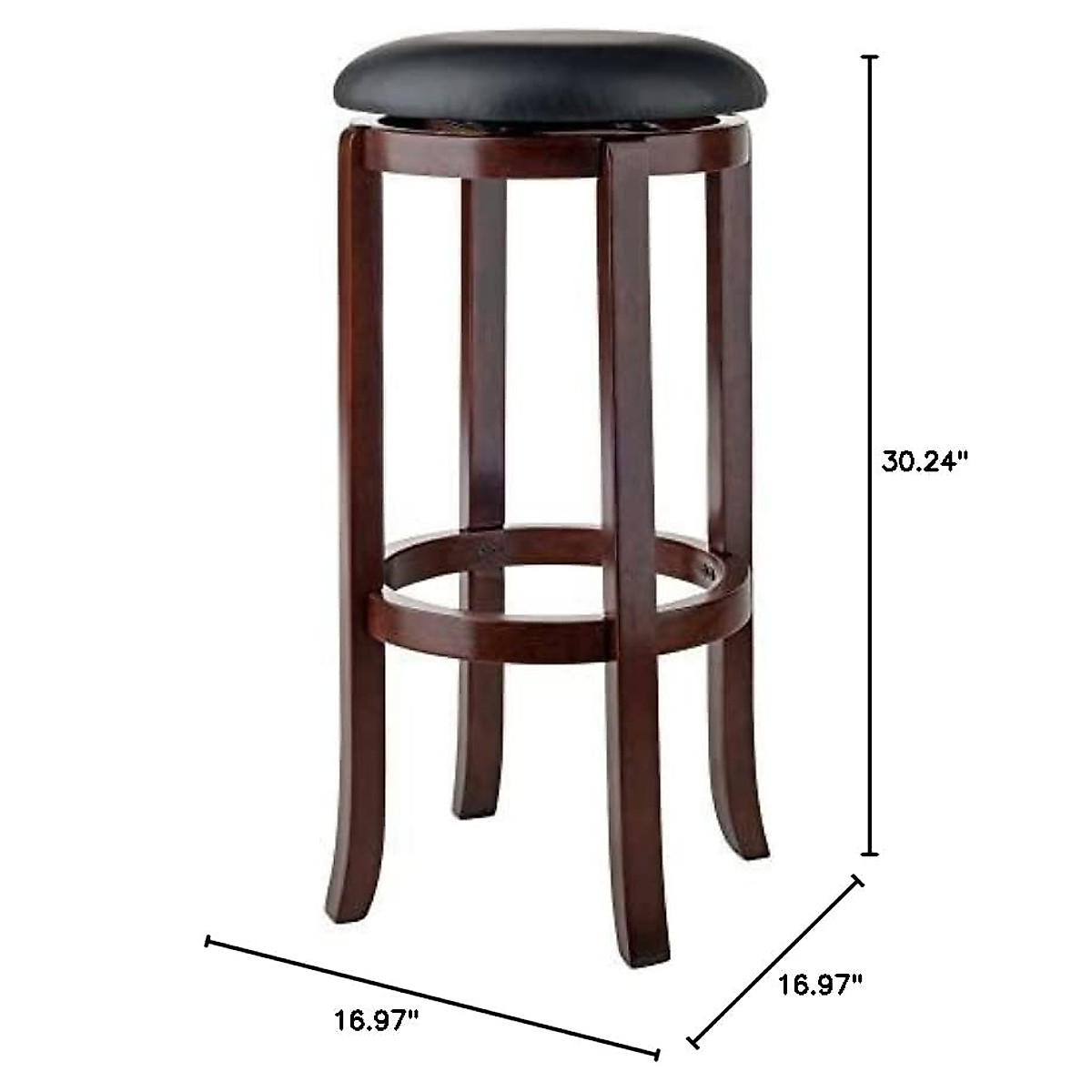 Winsome Walcott Swivel Bar Stool, 30", Walnut