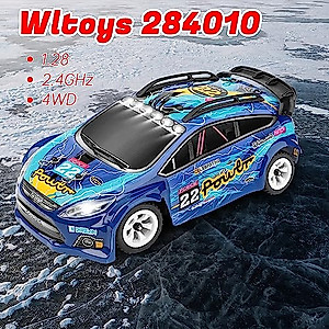 WLtoys 284010 RC Car 1/28 Mini RC Drift Car with 3 Upgraded 500mah Battery 30km/h RC Race Car 4x4 Drift RC Car V8 Remote 2.4GHz 4 WD RC Racing Car with LED Lights for Adults