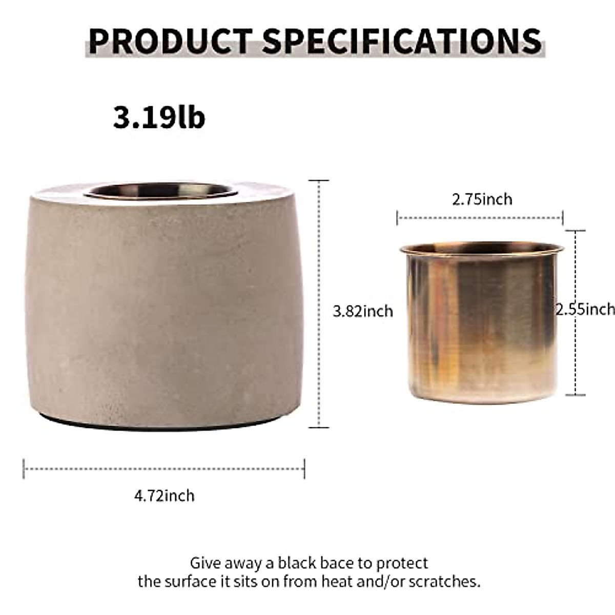 Sportkee Concrete Tabletop Fire Pit, Alcohol Fire Pit Bowl, Small Round Portable Table Top Firepit for Indoor & Patio