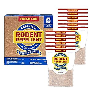 Fresh Cab Botanical Rodent Repellent - Environmentally Friendly, Keeps Mice Out, 12 Scent Pouches