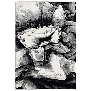 Abani Rugs Modern 5'3"x7'6" Black & White Floral Swirl Area Rug - Contemporary Geometric 3D Rug, Arto Collection