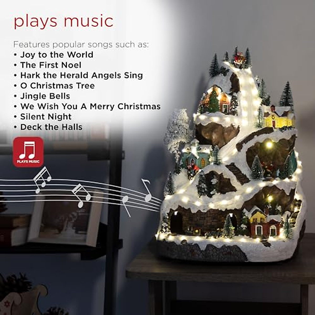 Alpine Corporation 18"H Indoor Animated Winter Wonderland Set with LED Lights and Music