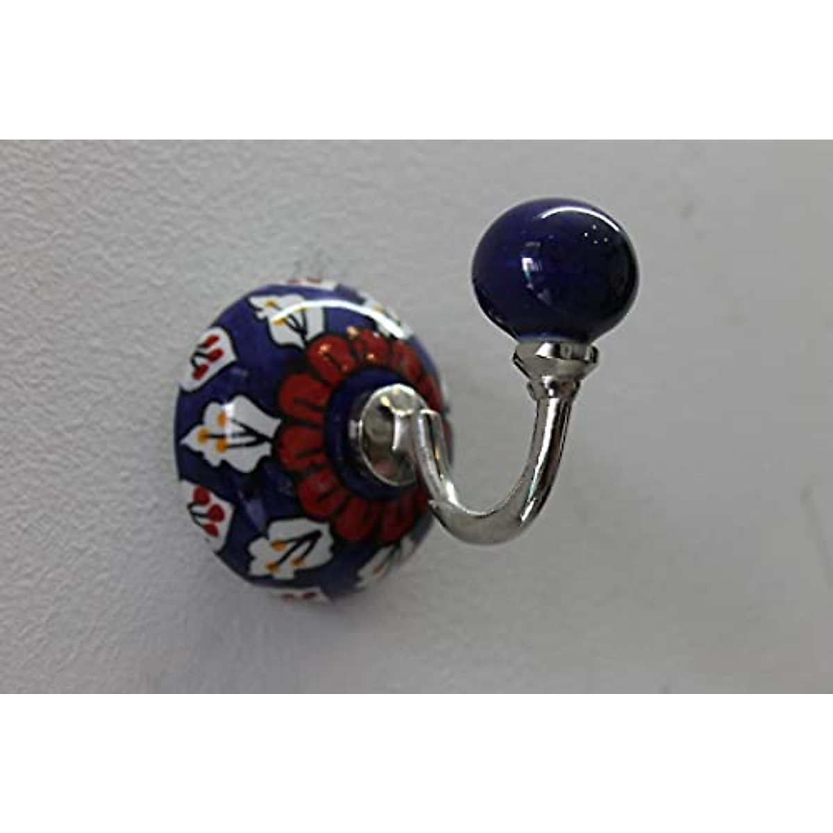 PARIJAT HANDICRAFT Hand Painted Beautifully Multicolored Ceramic Wall Hook Hanger Key Holder hat Clothes hangings Bath Towel Hook Hanger.