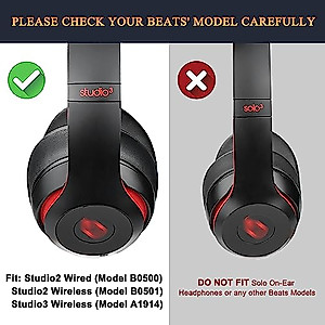 SoloWIT Cooling Gel Replacement Ear Pads Cushions for Beats Studio 2 & Studio 3 Wired & Wireless Headphones, Earpads with High-Density Noise Isolation Foam, Added Thickness - Black
