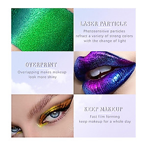 HOSAILY Chameleon Eyeshadow Liquid Glitter Eyeshadow, 5 Colors Shimmer Metallic Intense Color Shifting Multi-chrome Liquid Eyeshadow Long Lasting Quick Dry High Pigmented Holographic Shiny Eye Makeup Set