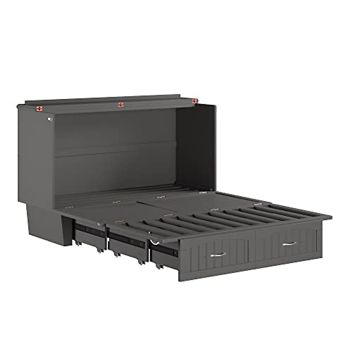 AFI Nantucket Murphy Bed Chest Queen Grey with Charging Station & Cool Soft Mattress