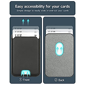 LCYATSI Magnetic Card Wallet Holder with MagSafe for iPhone 12/13/14 Mini/Plus/Pro/Max, Magnetic Cell Phone Wallet Card Holder for Magsafe Compatible with Most of Cell Phone Black