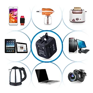 Travel Adapter,WGGE Multi-Nation Travel Adapter, All-in-one International Power Adapter with 2.4A Dual USB,Worldwide Power Adapter Wall Charger for US,UK,EU,AU,ASIA Cover more than150 countries BLACK