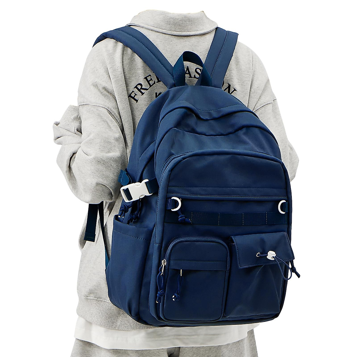 weradar High School Backpack For Women Men,Aesthetic College Backpack With Lots of Pockets,Lightweight Middle School Bag For Teens Girls Boys,Cute Bookbag(Blue)