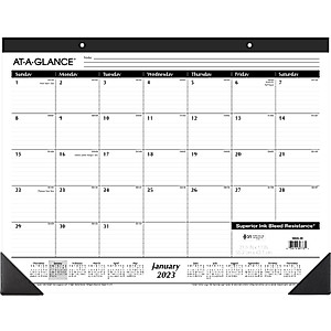 AT-A-GLANCE 2023 Desk Calendar, Desk Pad, 21-3/4" x 17", Large, Ruled Blocks, Monthly (SK2400)