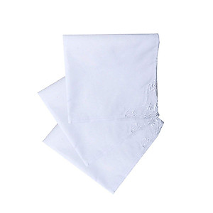 MileyMarla Ladies Embroidery Cotton White Handkerchiefs Lace Wedding HankiesA-3pcs
