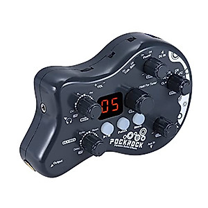 summina Guitar Distortion Pedal Delay Guitar Pedal Portable Guitar Multi-effects Processor Effect Pedal 15 Effect Types 40 Drum Rhythms Tuning Function with Power Adapter (Grey)