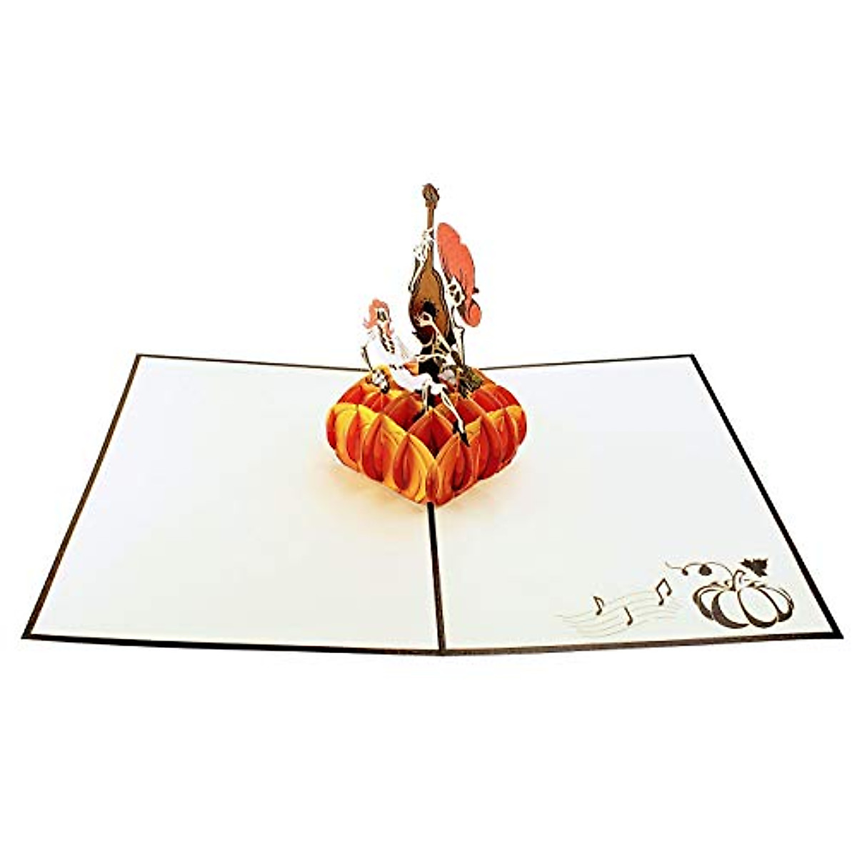 iGifts And Cards Skeleton Couple Singing Pop Up Greeting Card, Day of the Dead, Scary Halloween Fun, Happy Skull Birthday, Spooky Valentine's Day Card, Large Pumpkin, Awesome Unique Bday Celebration