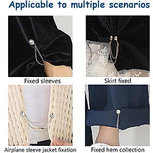 Multi-Function Magnetic Clothing Clips, Magnetic Clothing Clips, 4 Pack Powerful Hijab Magnets with Chain, Multi-Purpose Pinless Brooch for Cardigan, Cuff Hem (Silver + Rose Gold)