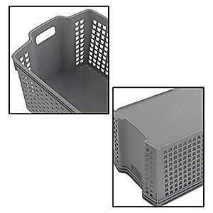 Cand Plastic Storage Baskets with Handles, Grey, Set of 6