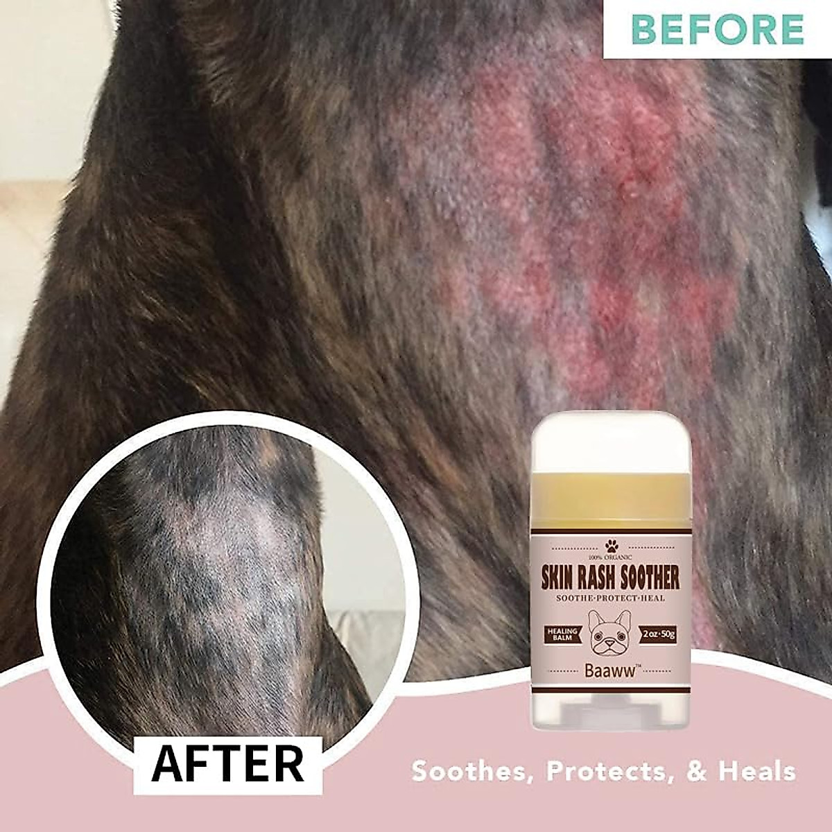 Baaww Dog Skin Rash Soother, Stick 2OZ, Allergy and Itch Relief for Dogs, Skin Moisturizer, Organic & All-Natural, Dog Moisturizer for Dry Skin, Dog Lotion, Ultimate Healing Balm, Dog Rash Cream