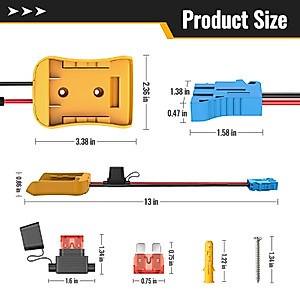 Kzreect Power Wheels Adapter for Dewalt 20V Battery Adapter, Power Wheels Battery Conversion Kit with Fuse Holder and Wire Harness Connector Compatible with Peg-Perego Kids Ride-on Toy