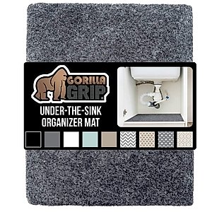 Gorilla Grip Drawer Liner and Under Sink Mat, Drawer Liner Size 17.5x20 in Beige, and Under Sink Mat Size 24x30 in Charcoal, 2 Item Bundle