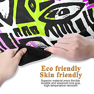 OTVEE Abstract Graffiti Yoga Mat for Women Non Slip Ultra Thin 1 MM Travel Yoga Mat with Carrying Bag Suede Fitness Exercise Mat for Yoga Pilates Workout Routines Camping