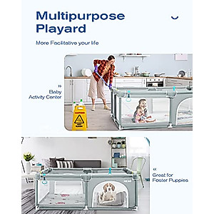 HEAO Baby Playpen | Baby Playard with Mat for Babies and Toddlers, Kids Play Pen with Bag, 71x47" Baby Play Yards, Safety Baby Fence with Breathable Mesh, Light Grey