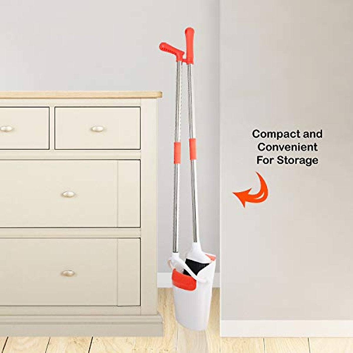 Broom and Dustpan Set - Strongest NO MORE TEARS 80% Heavier Duty - Upright Standing Dust Pan with Extendable Broomstick for Easy Sweeping - Easy Assembly Great Use for Home Kitchen Room Office Lobby