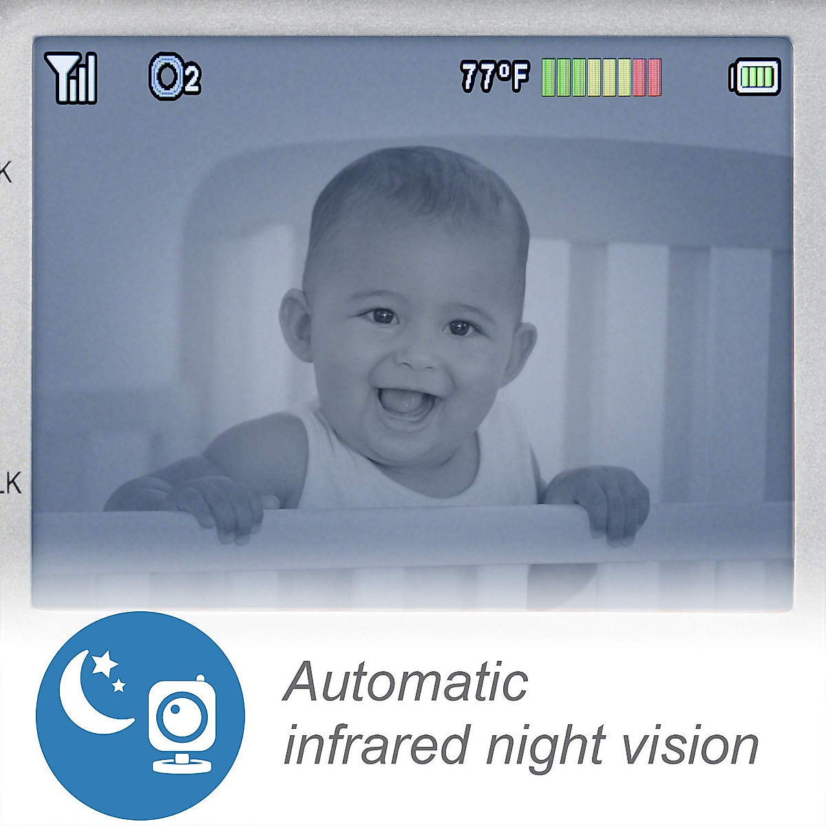 VTech VM3253 Video Monitor with 2.8" Auto On Screen, Invisible LED Infrared Night Vision, 2-Way Talk, Sound & Temperature Alert, Lullabies, Up to 1000ft Range, Plug&Play System with Wall-mount Bracket
