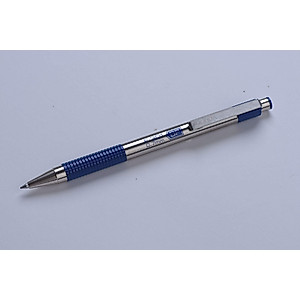 Zebra Pen F-301 Retractable Ballpoint Pen, Stainless Steel Barrel, Fine Point, 0.7mm, Blue Ink, 12-Pack